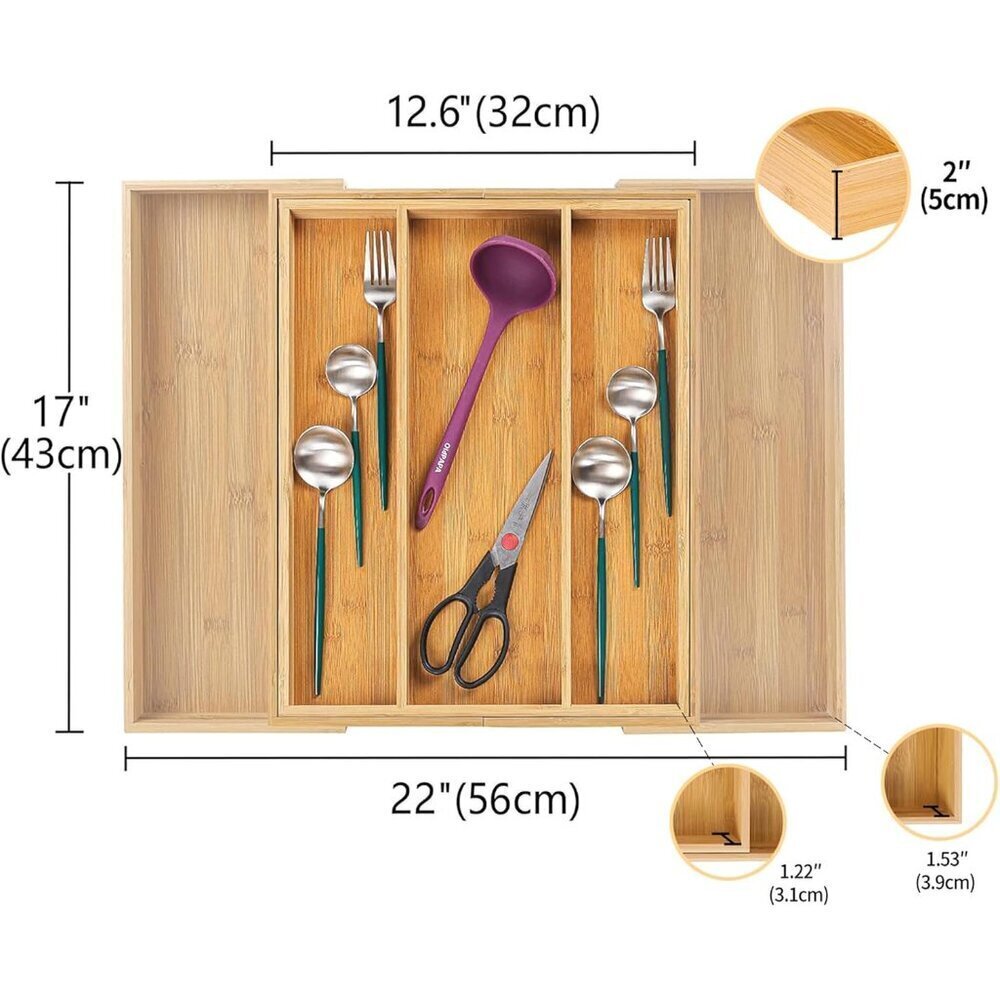 Boutique | Kitchen | Bamboo Expandable Kitchen Drawer Organizer ...